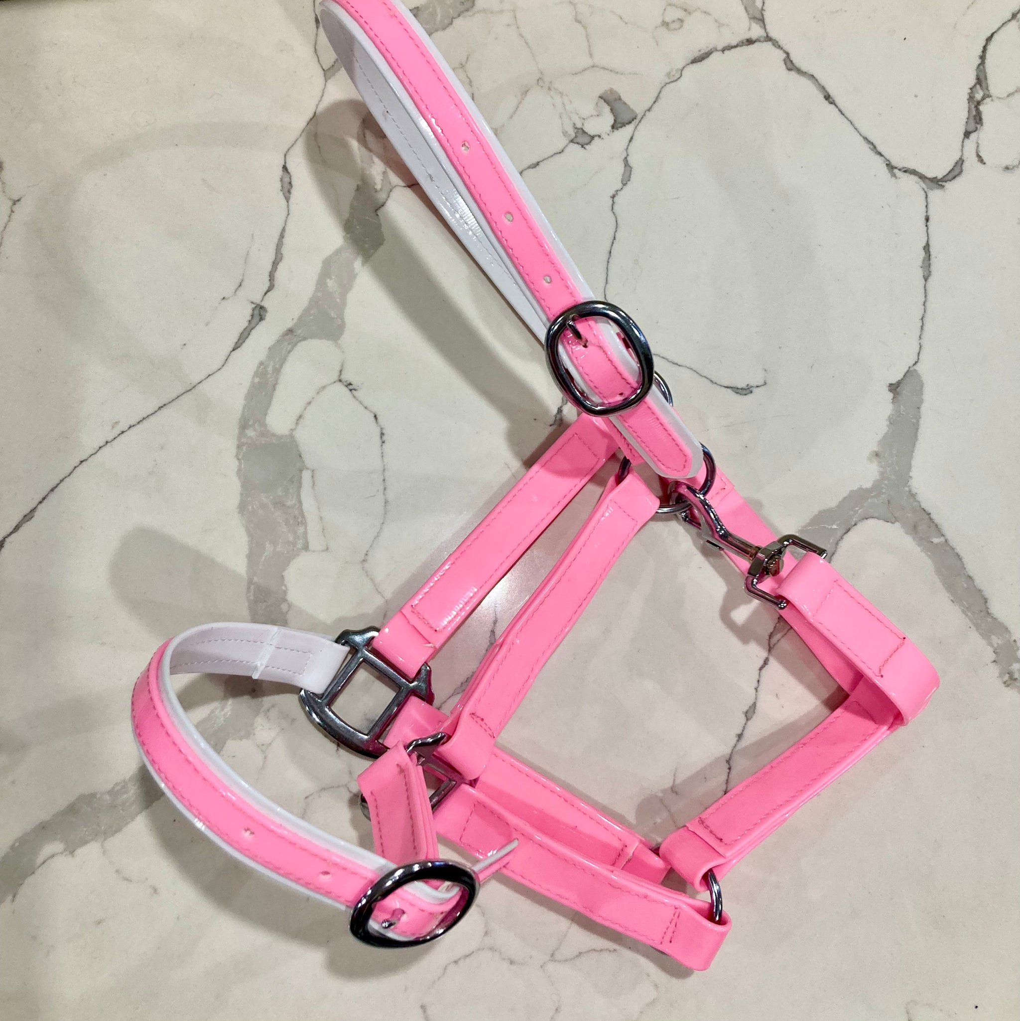 PVC Halter - Pale Pink & White