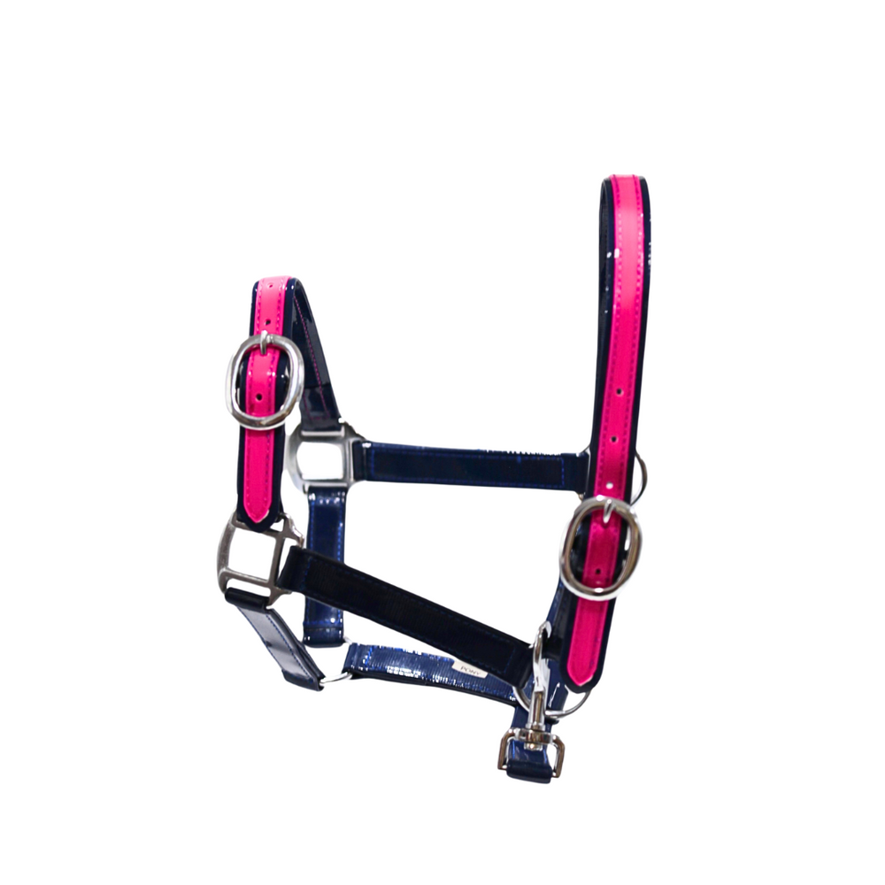 PVC Halter - Dark Navy & Hot Pink