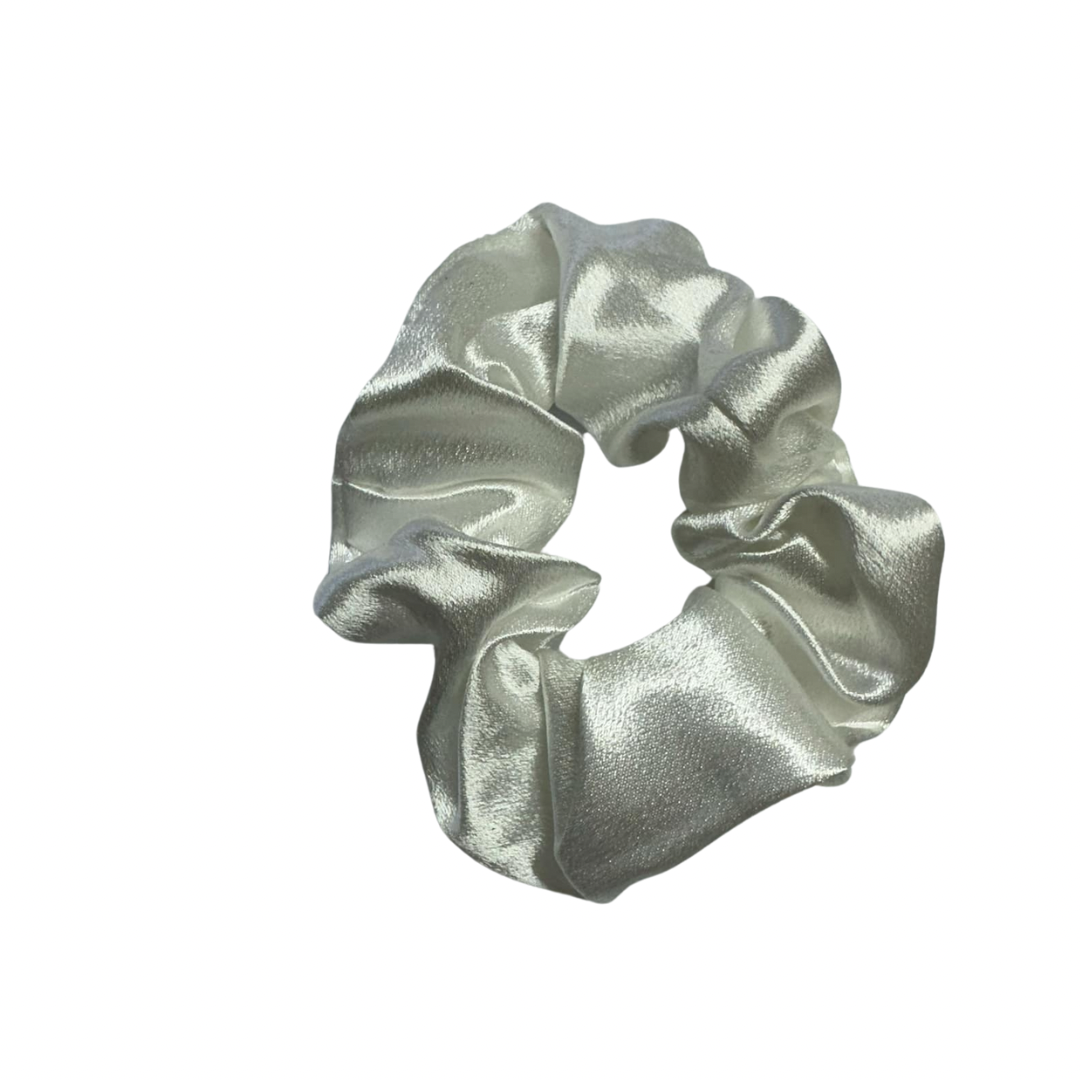 Plain white Satin hair scrunchie