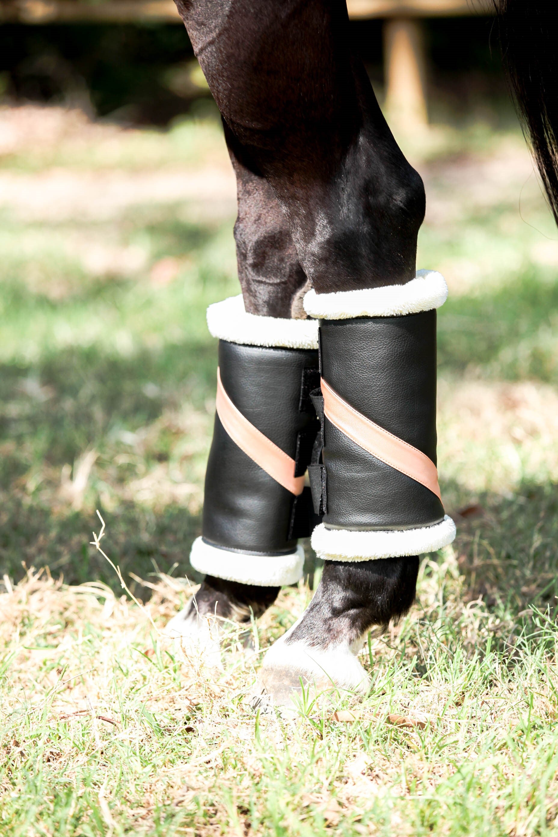 Mink Boots - Black with Rose Gold (cream mink)