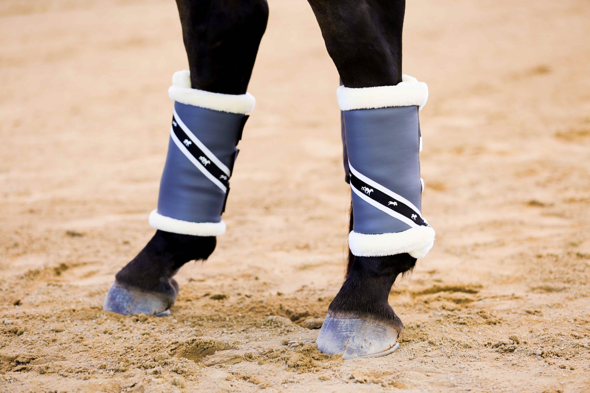 Mink Boots - Charcoal Grey and black & white trim