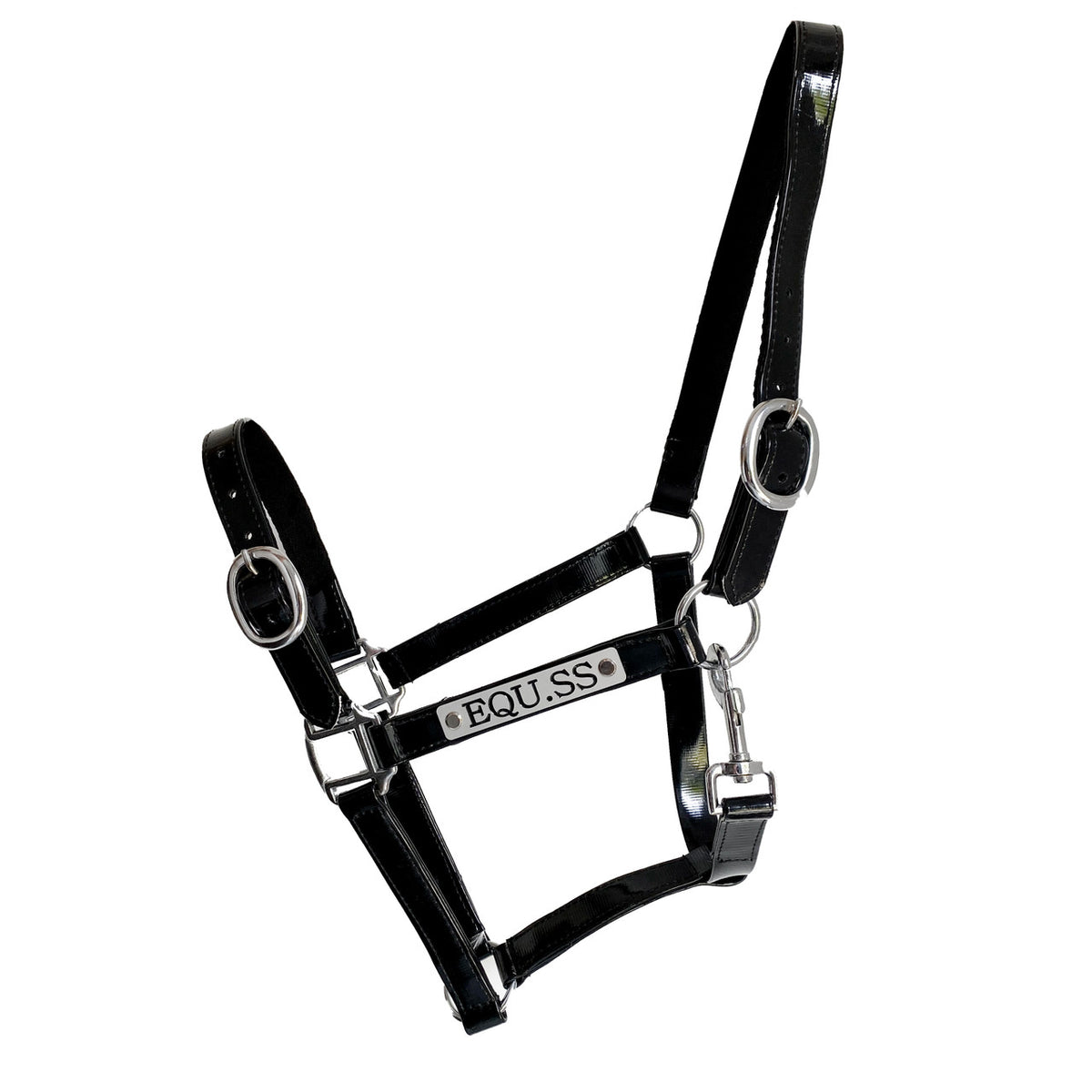PVC Halter - Black with Chrome Buckles